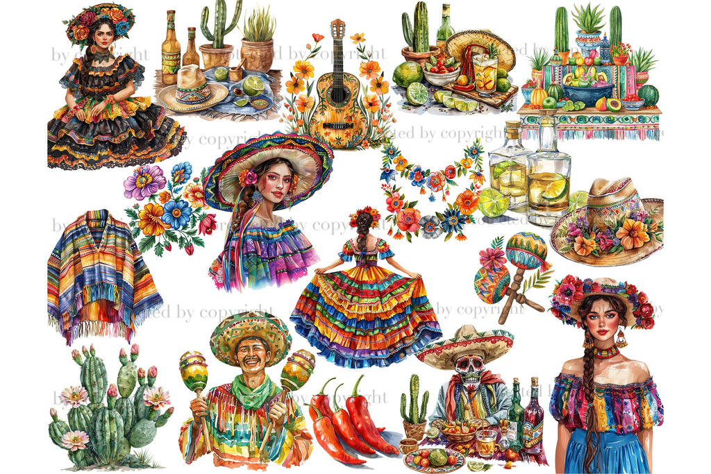 Fiesta Clipart | Cinco De Mayo PNG Bundle - So Fontsy