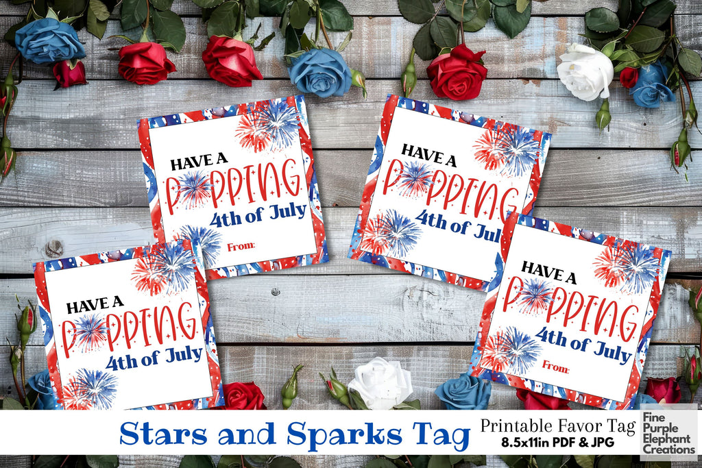 Firework 4th of July Printable Tag Label - Independence Day Party Favor ...