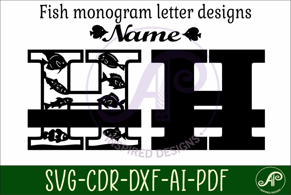 Fish Capital Monogram Letter H SVG - So Fontsy