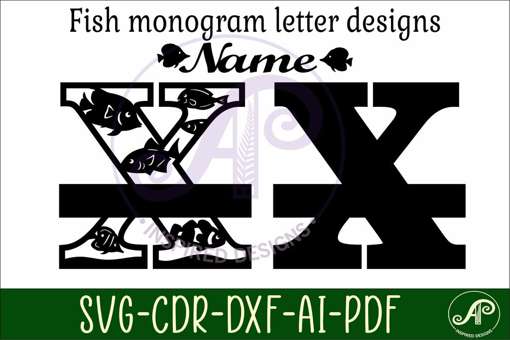 Fish Capital Monogram Letter X SVG - So Fontsy
