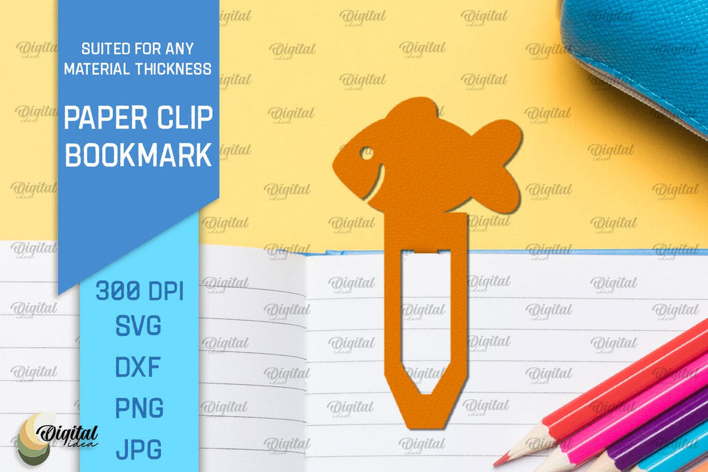 Fish Paper Clip Bookmark. Bookmark Clip Template SVG - So Fontsy