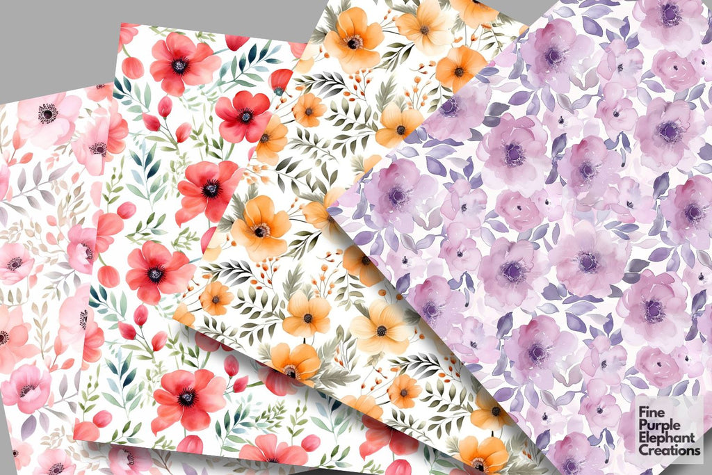 Floral Watercolor Digital Paper | Pastel Flower Spring Backgrounds - So ...