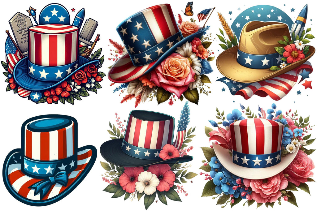 Flower Memorial Day Hat Clipart - So Fontsy