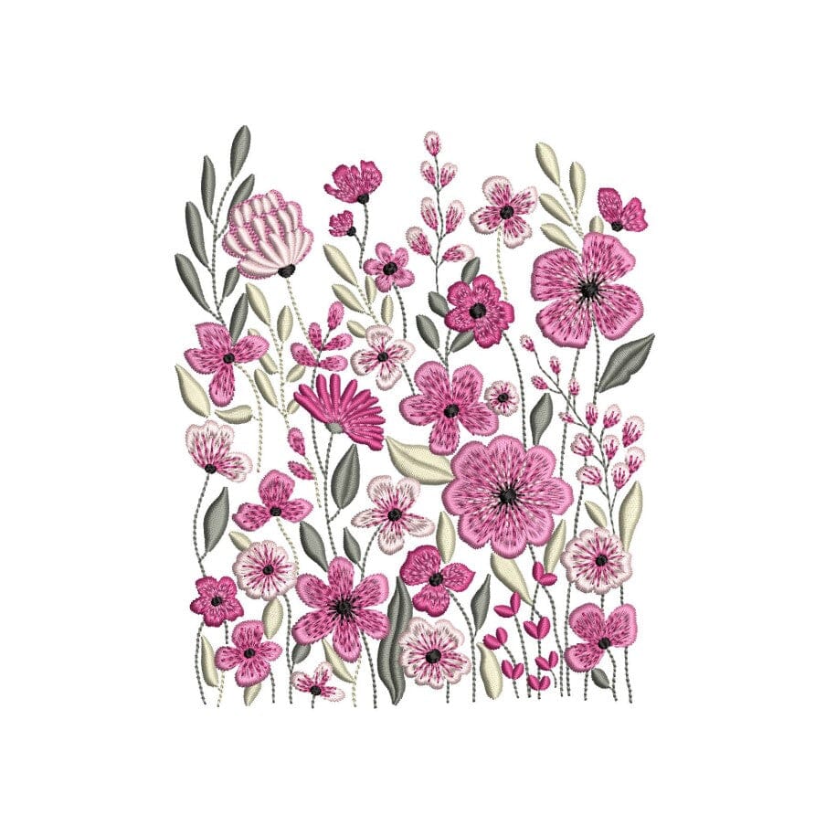 Flowers Machine Embroidery Design, 3 sizes, Instant Download - So Fontsy