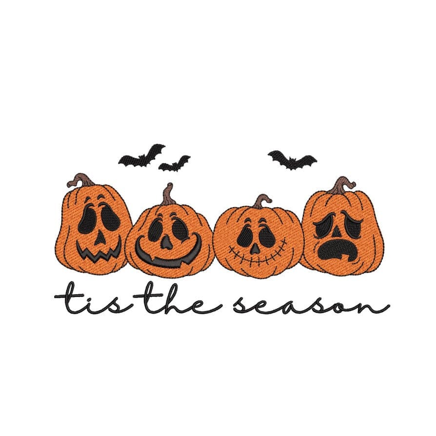 Four Halloween Pumpkins Embroidery Design, Tis the Season Autumn Embroidery File, 3 sizes ...