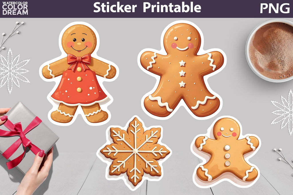 Gingerbread Cookies Sticker Bundle | Gingerbread Men Sticker - So Fontsy