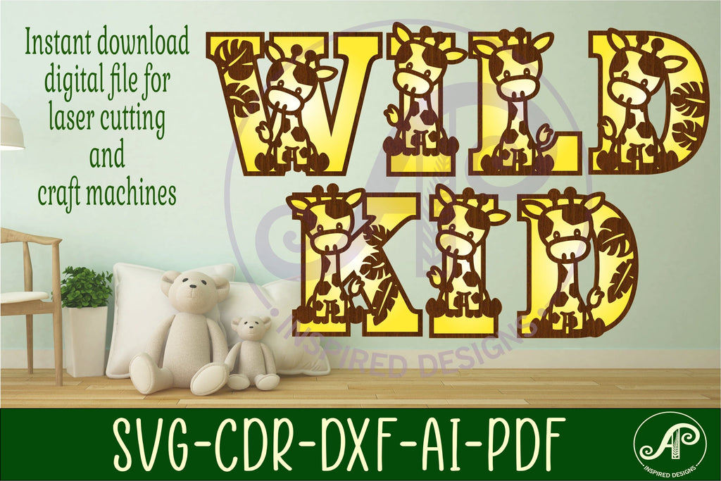 Giraffe name letters alphabet set x 45 - So Fontsy