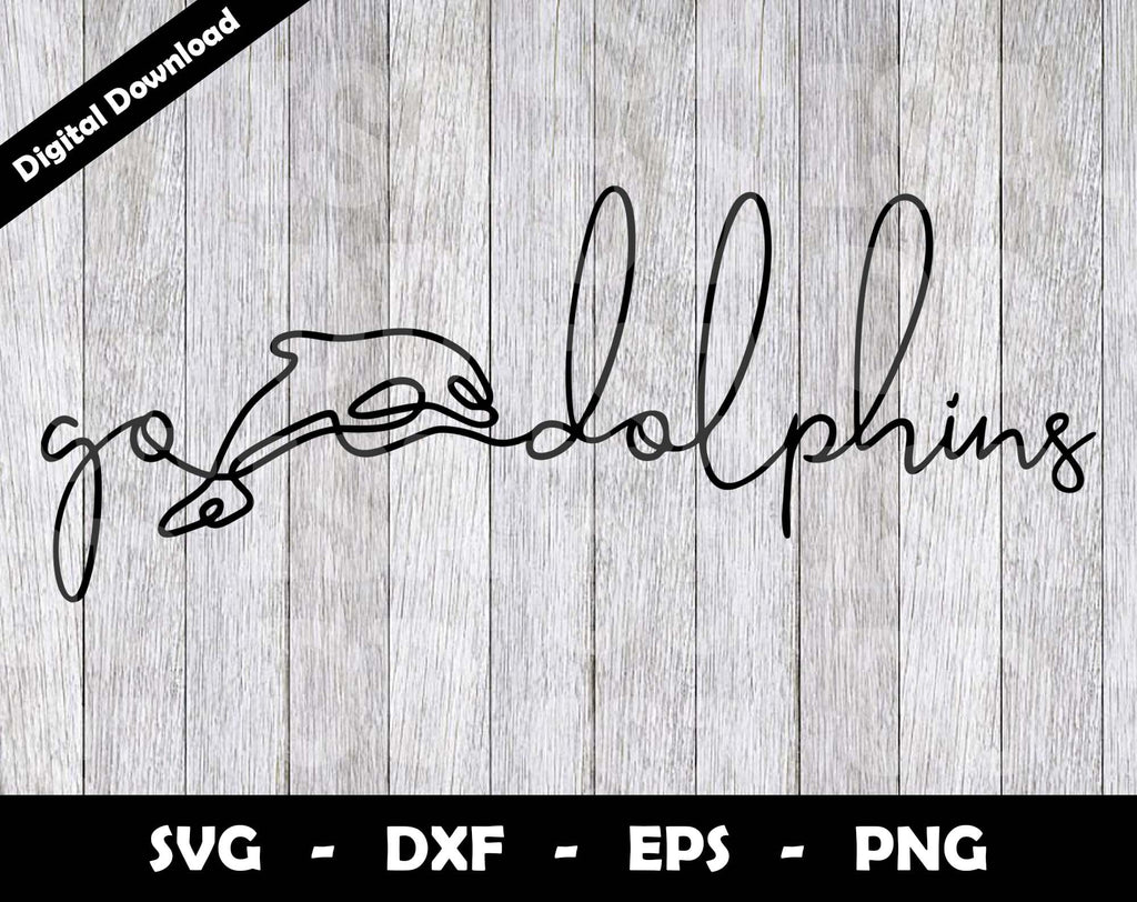 Go Dolphins SVG Cut File, Dolphins One line drawing SVG Design ...