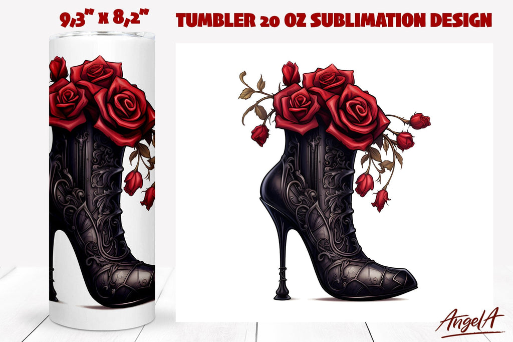 Gothic tumbler wrap sublimation / witch high heel shoes - So Fontsy