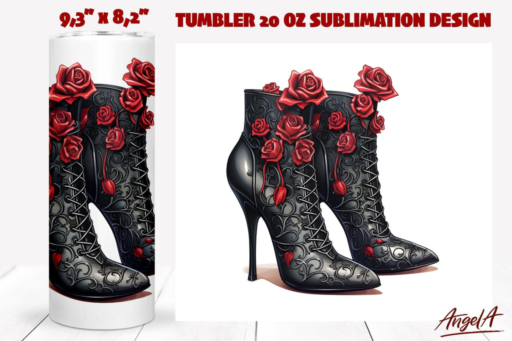 Gothic tumbler wrap sublimation / witch high heel shoes - So Fontsy