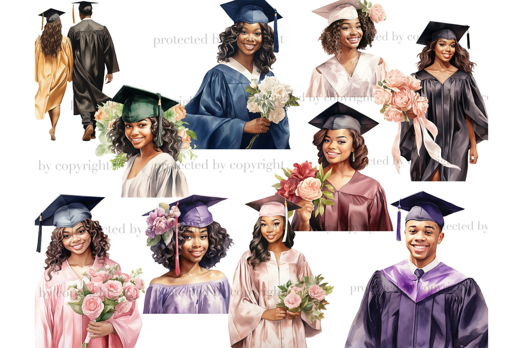 Graduation Black Girl Clipart | Graduate Clipart PNG - So Fontsy