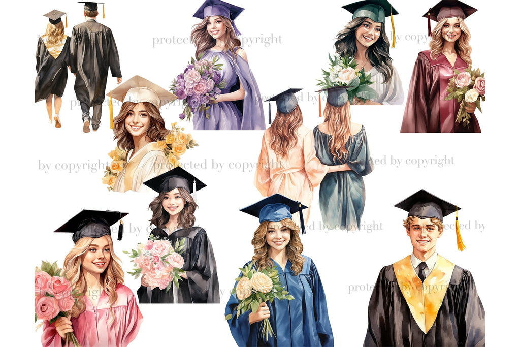 Graduation Clip Art | College Senior Clipart Bundle - So Fontsy