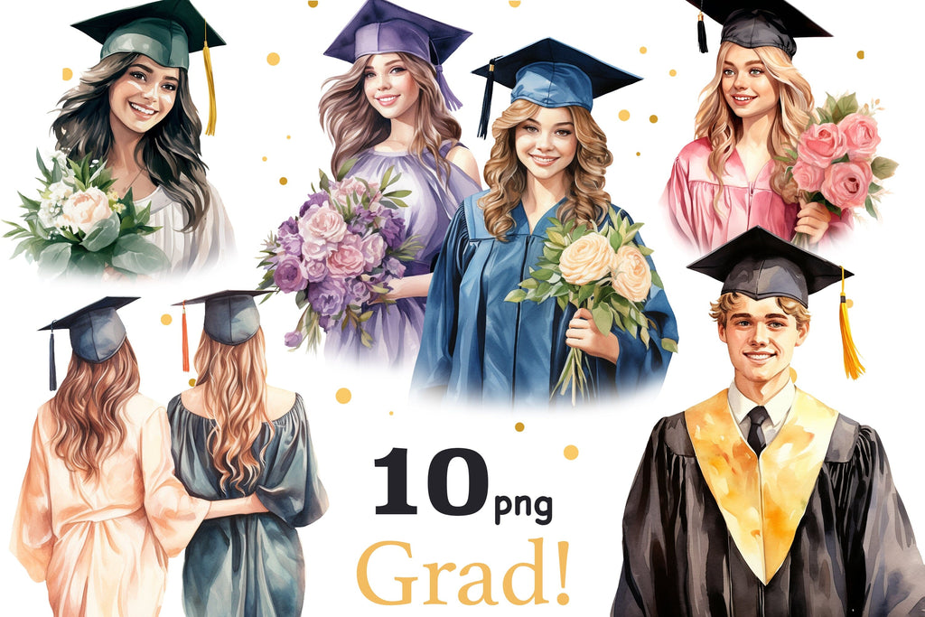 Graduation Clip Art | College Senior Clipart Bundle - So Fontsy