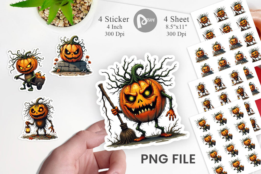 Grumpy Jack o Lantern Sticker - So Fontsy