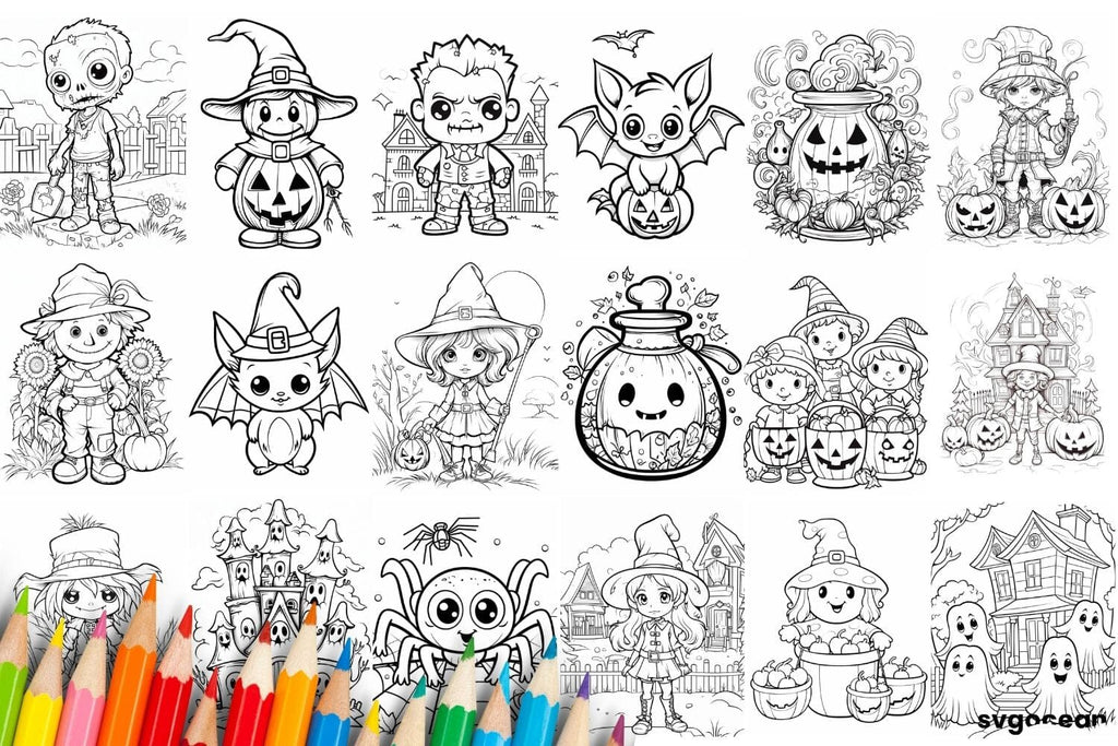 Halloween Coloring Book | Coloring pages for kids - So Fontsy