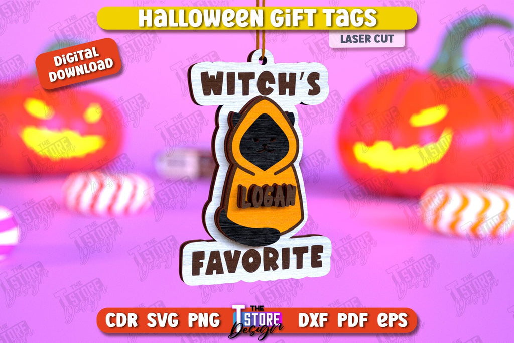 Halloween Gift Tag Laser Cut Design, Name Tag, Halloween Quotes SVG ...