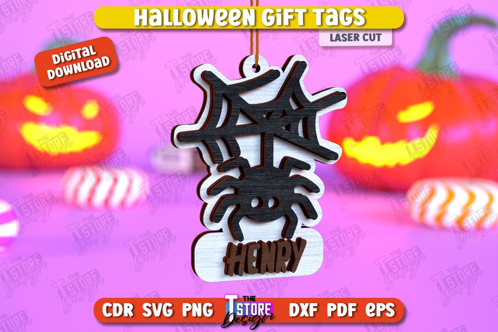 Halloween Gift Tag Laser Cut Design, Name Tag, Halloween Quotes SVG ...