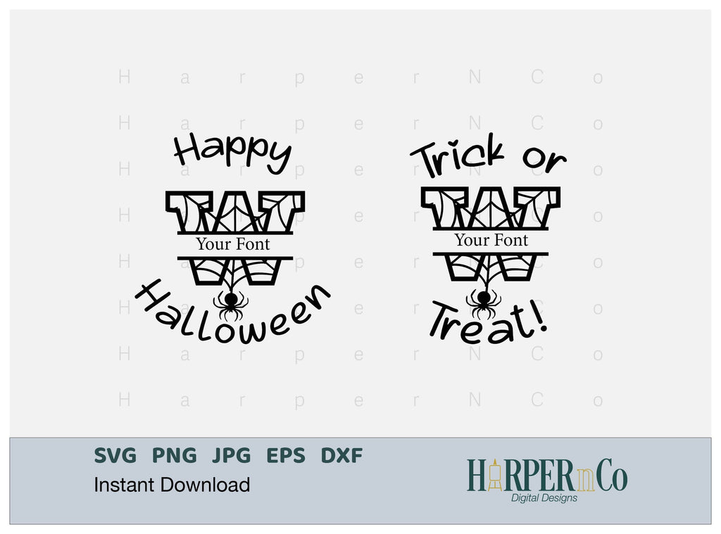 Halloween Monogram W SVG PNG Cut EPS File - So Fontsy