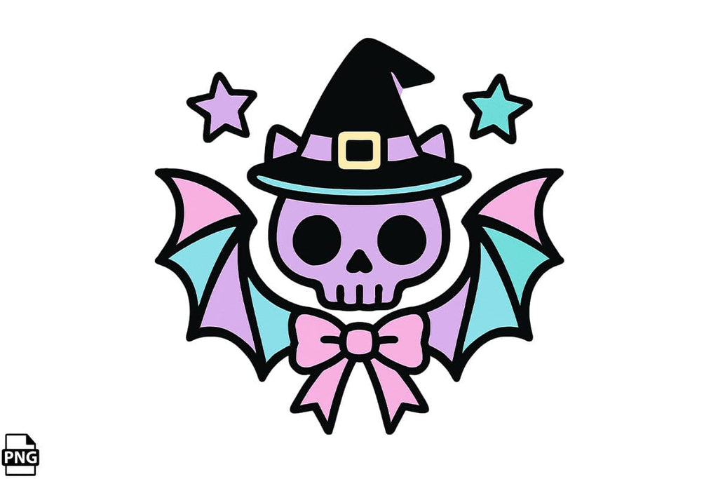 Halloween Pastel Goth Bat PNG Clipart Bundle Printable File - So Fontsy