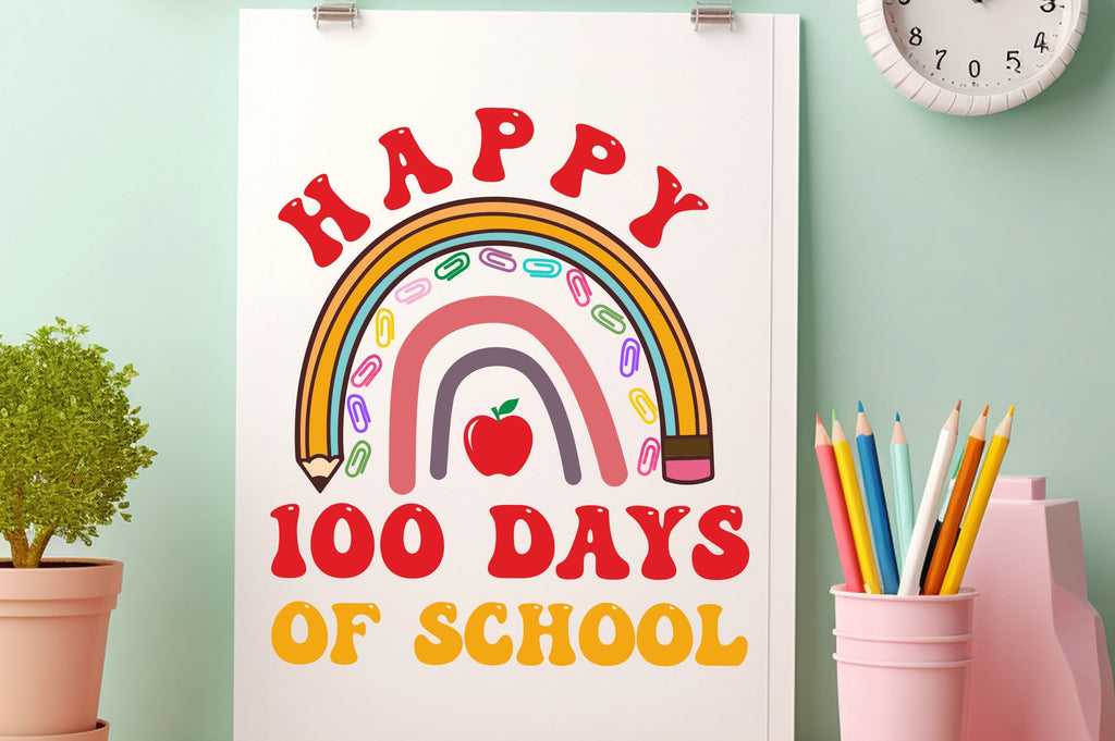 Happy 100 days of school rainbow svg Design - So Fontsy