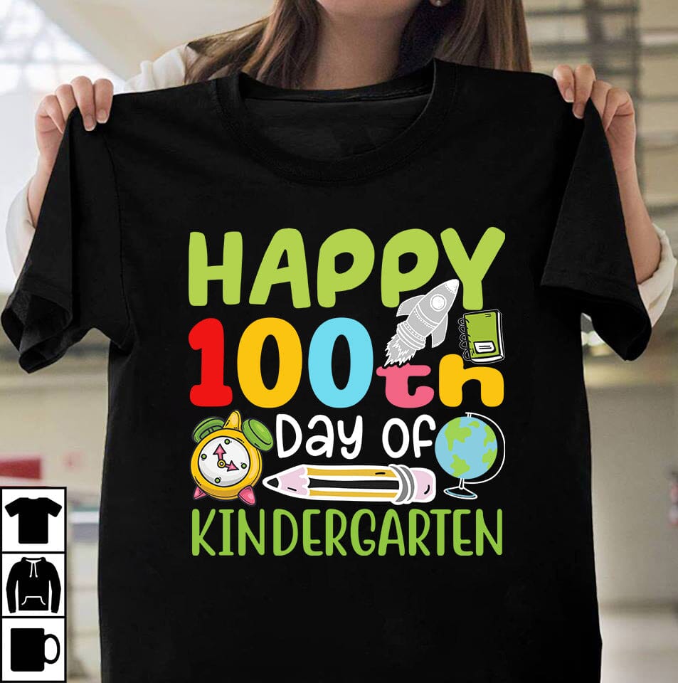 Happy 100th Day Of Kindergarten Sublimation,100th Day Of School SVG Cut ...