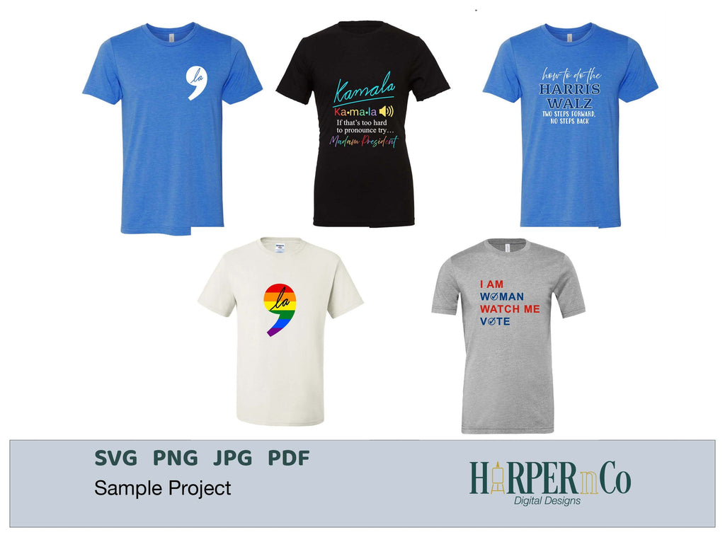 Harris Walz SVG bundle, Kamala, Comma-La, political, vote, democracy ...