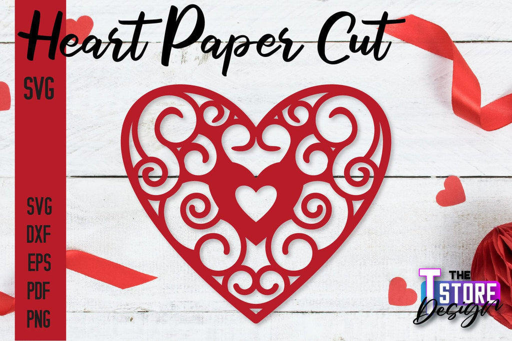 Heart Paper Cut Design | Love Paper Cut SVG | Heart Design - So Fontsy