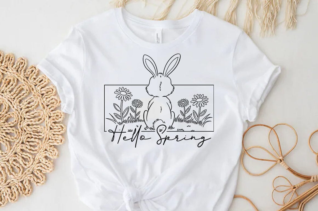 Hello Spring, Easter Bunny Svg Sublimation T-shirt Design - So Fontsy