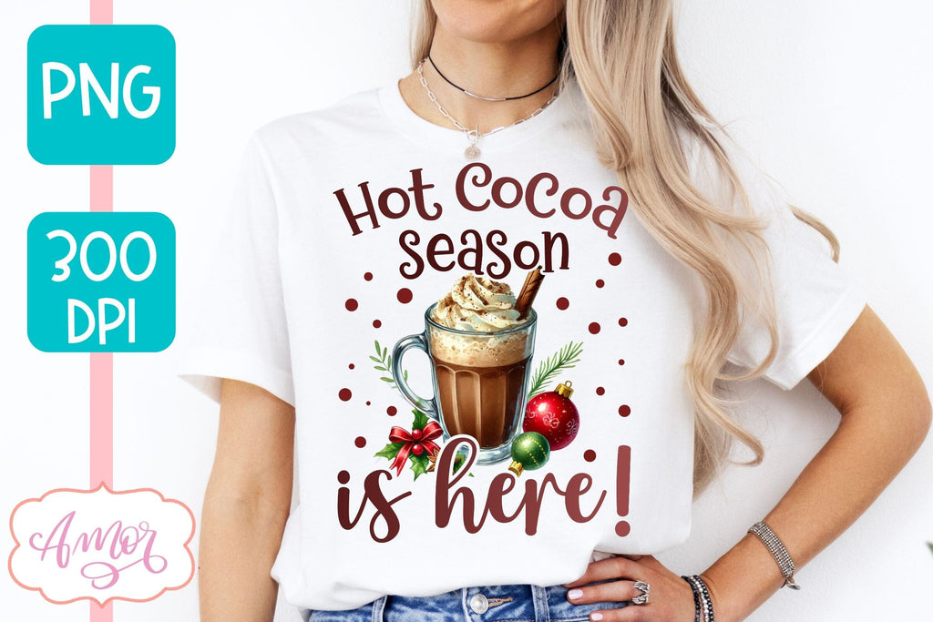 Hot cocoa season sublimation PNG | Christmas cocoa PNG design - So Fontsy