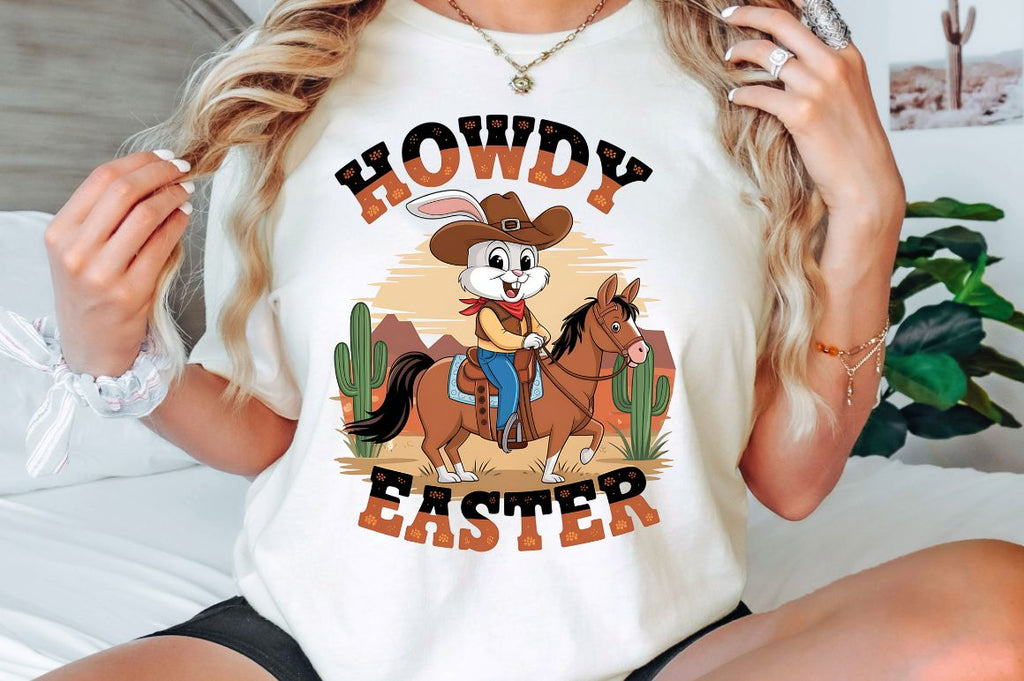 Howdy Easter Western Easter Bunny PNG Sublimation Design - So Fontsy