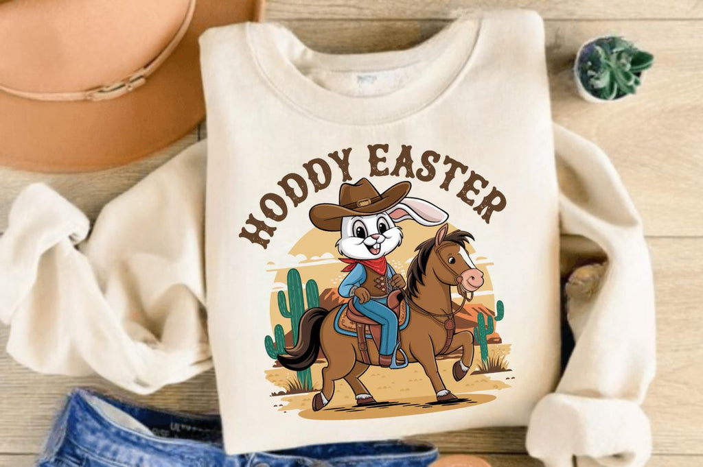 Howdy Easter Western Easter Bunny PNG Sublimation Design - So Fontsy