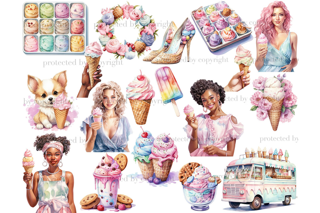 Ice Cream Clipart Bundle | Popsicle PNG Set - So Fontsy