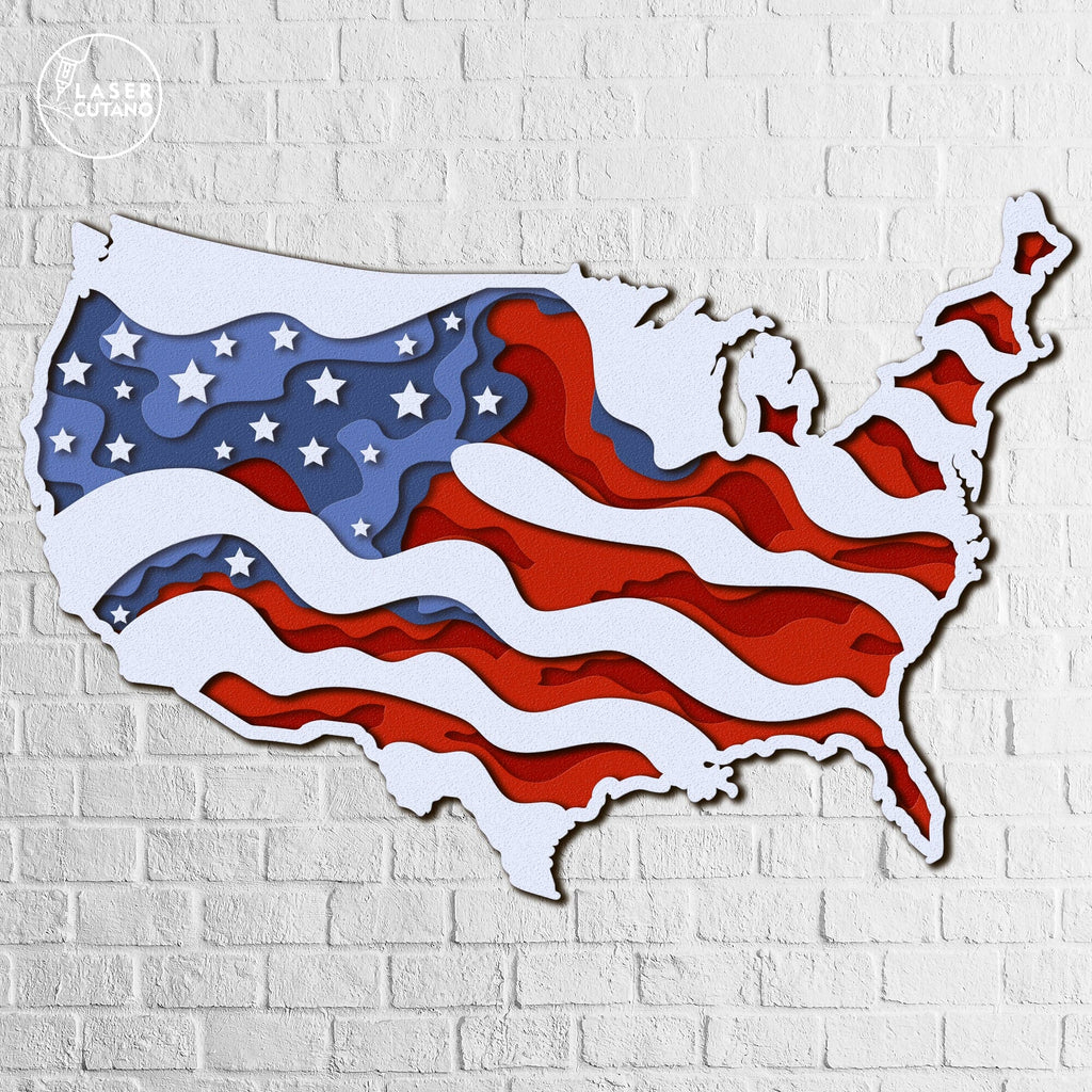 Independence Day Laser Cut File USA Flag - So Fontsy