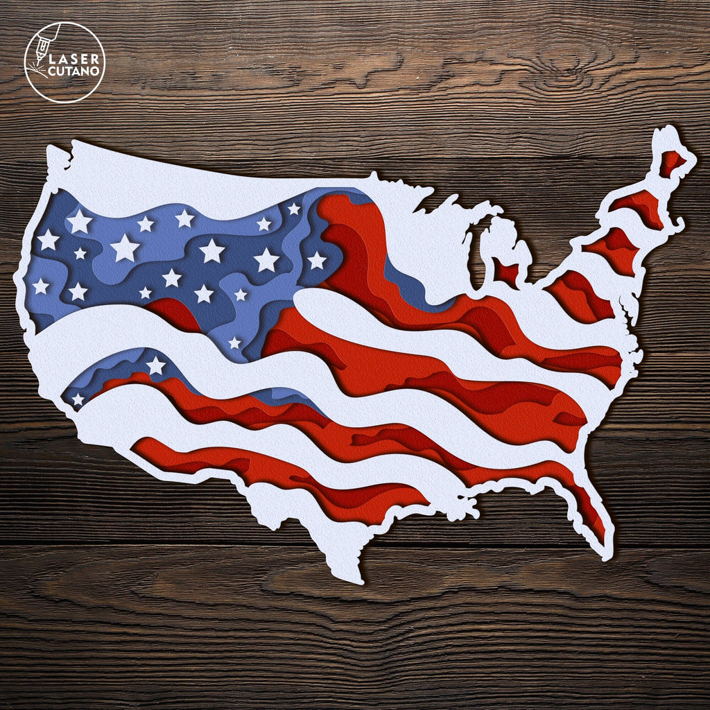 Independence Day Laser Cut File USA Flag - So Fontsy