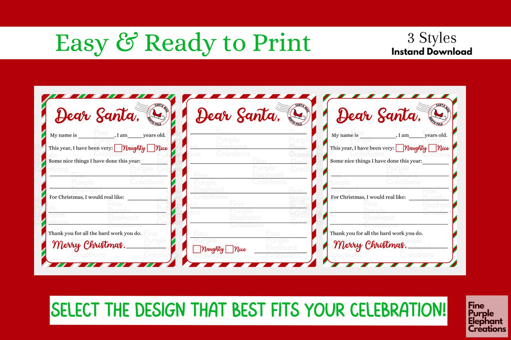 Kids Letter to Santa Claus | Christmas Printable - So Fontsy