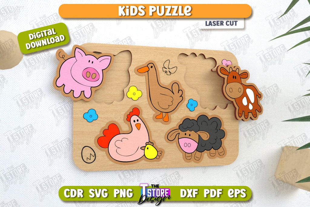 Kids Wooden Puzzle Laser Cut | Montessori Toy | Wooden Animal Puzzle ...