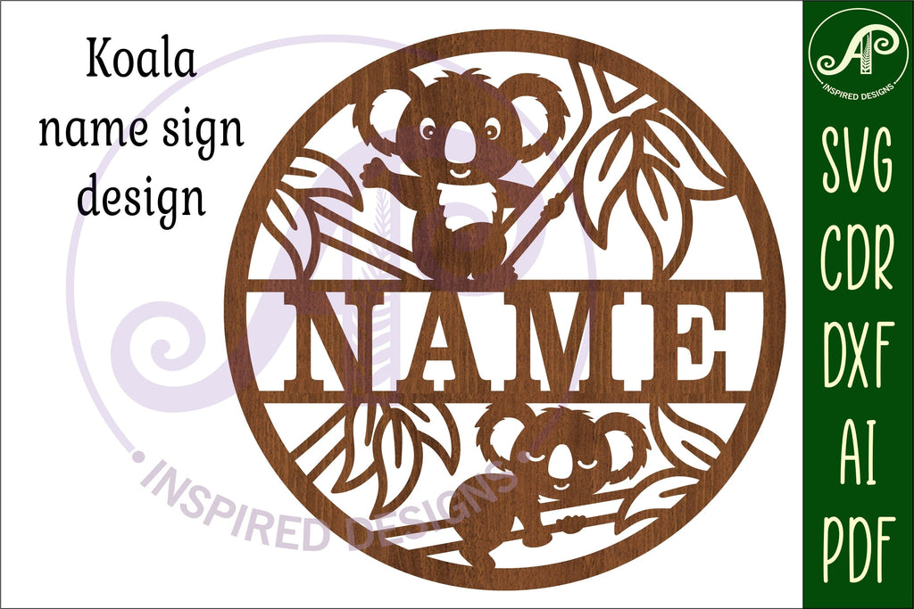 Koala name sign svg laser cut template - So Fontsy