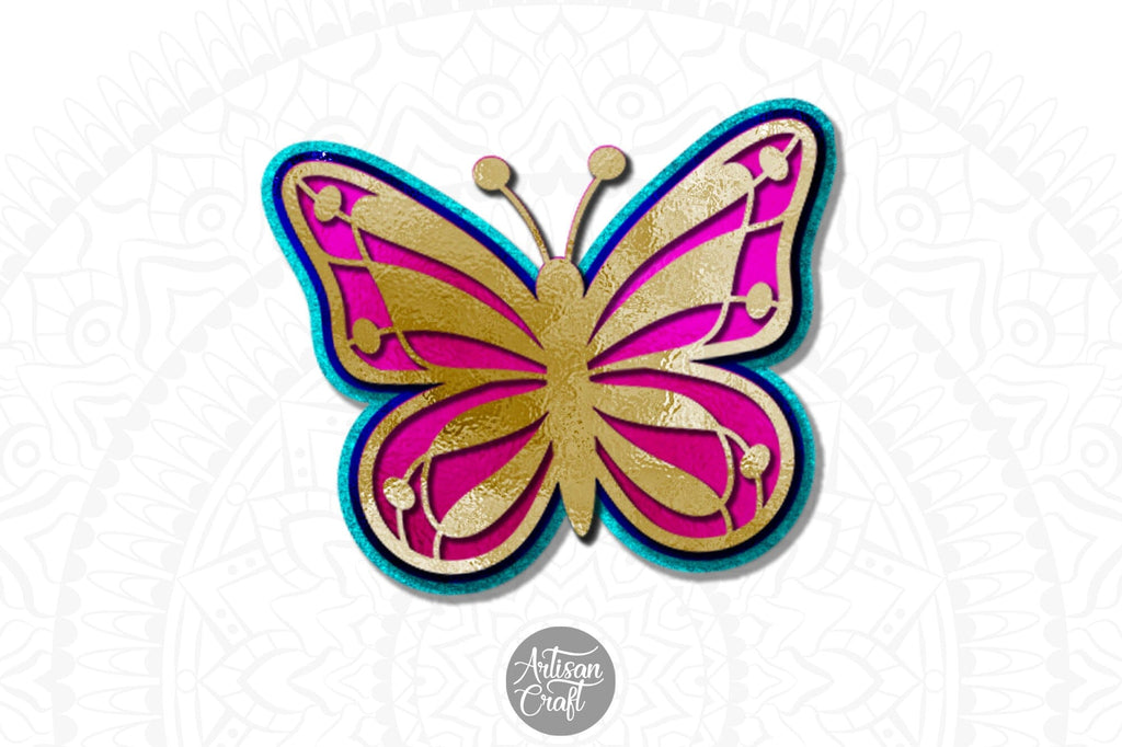 Layered butterfly SVG, 3d Butterfly SVG | So Fontsy