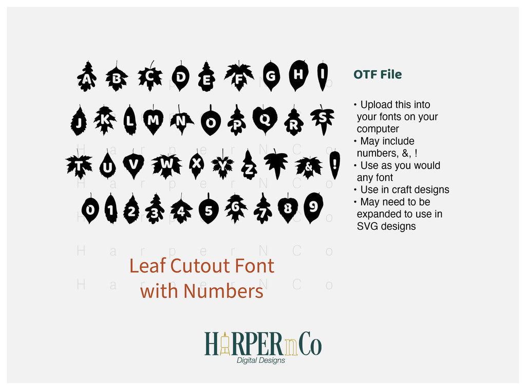 Leaf Cutout Font, Playful Craft Font, Leaf Shaped Font - So Fontsy