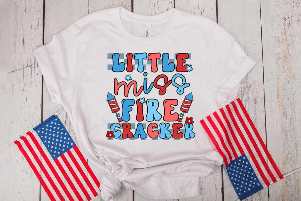 Little Miss Fire Cracker PNG I Kids 4th of July Sublimation - So Fontsy