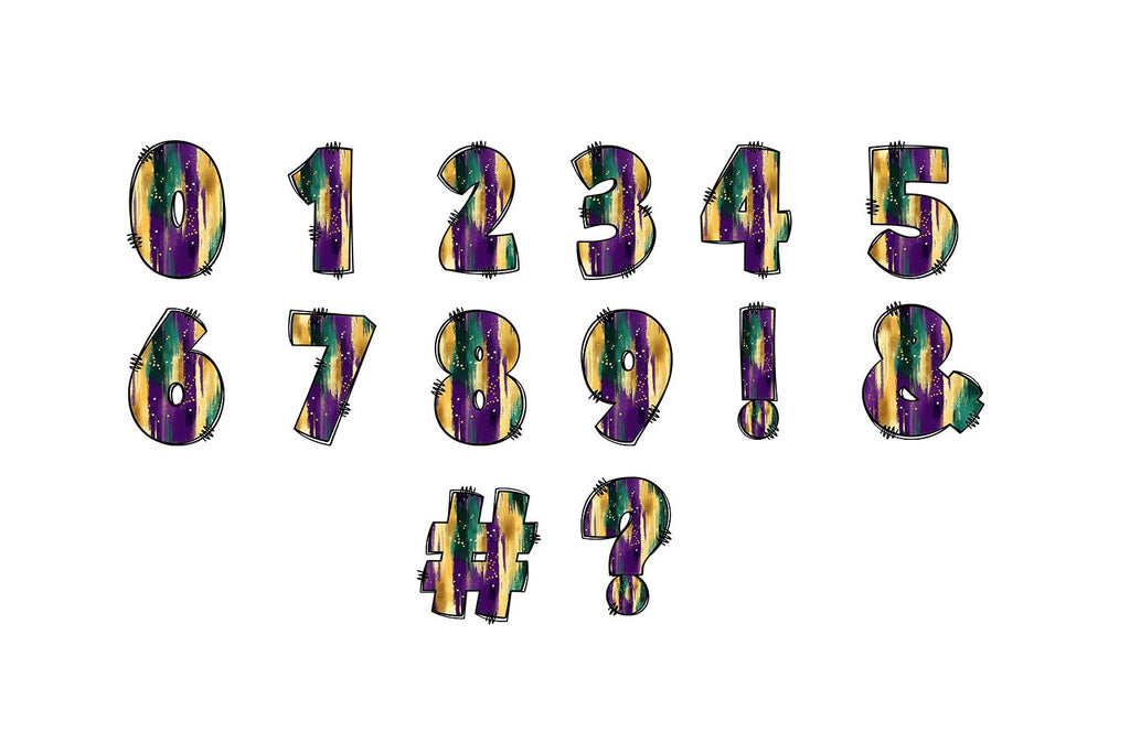 Mardi Gras Doodle Letters - So Fontsy