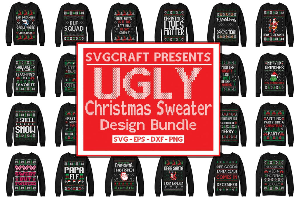 Mega Ugly Christmas Sweater Design Bundle - So Fontsy