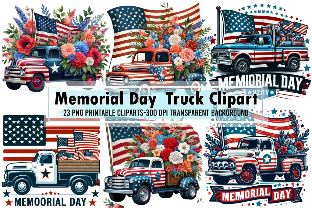 Memorial Day Truck Clipart - So Fontsy