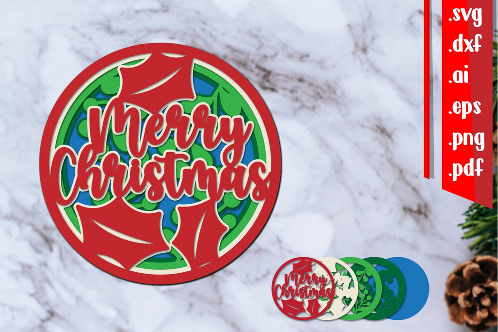 Merry Christmas Layered Cut File - So Fontsy