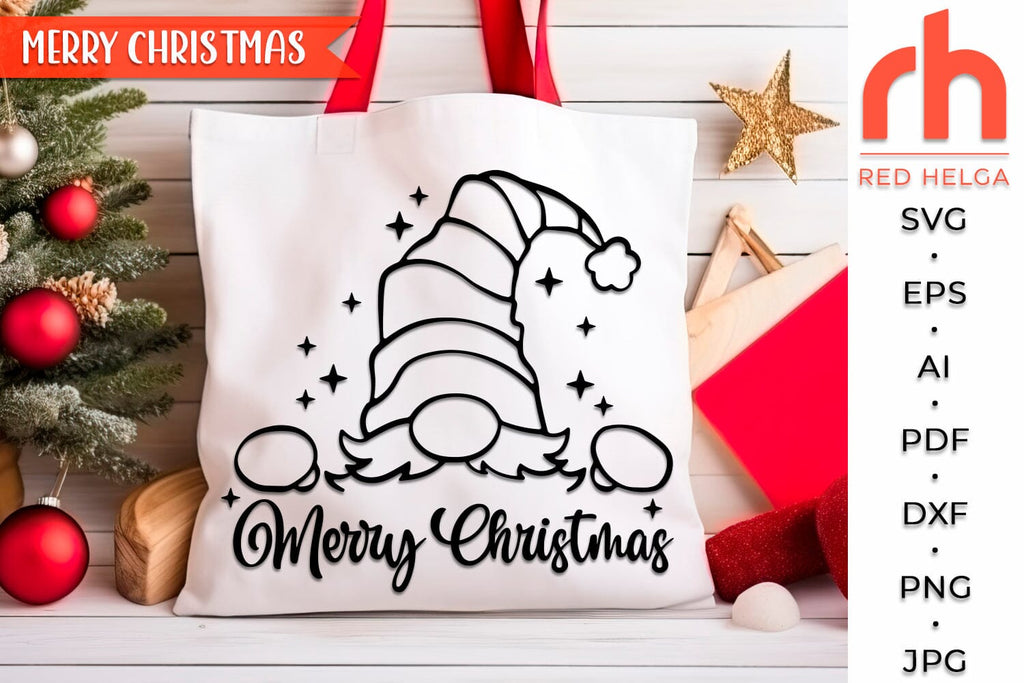 Merry Christmas SVG, Peeping Gnome DXF, Christmas Scene - So Fontsy