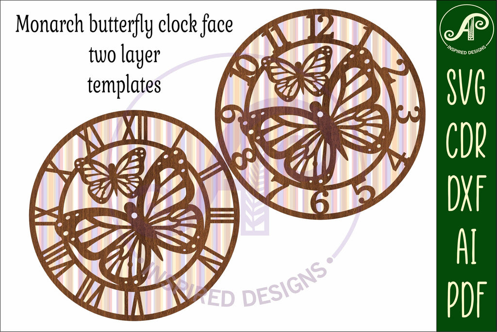 Monarch butterfly wall clock laser cut files, SVG file. - So Fontsy