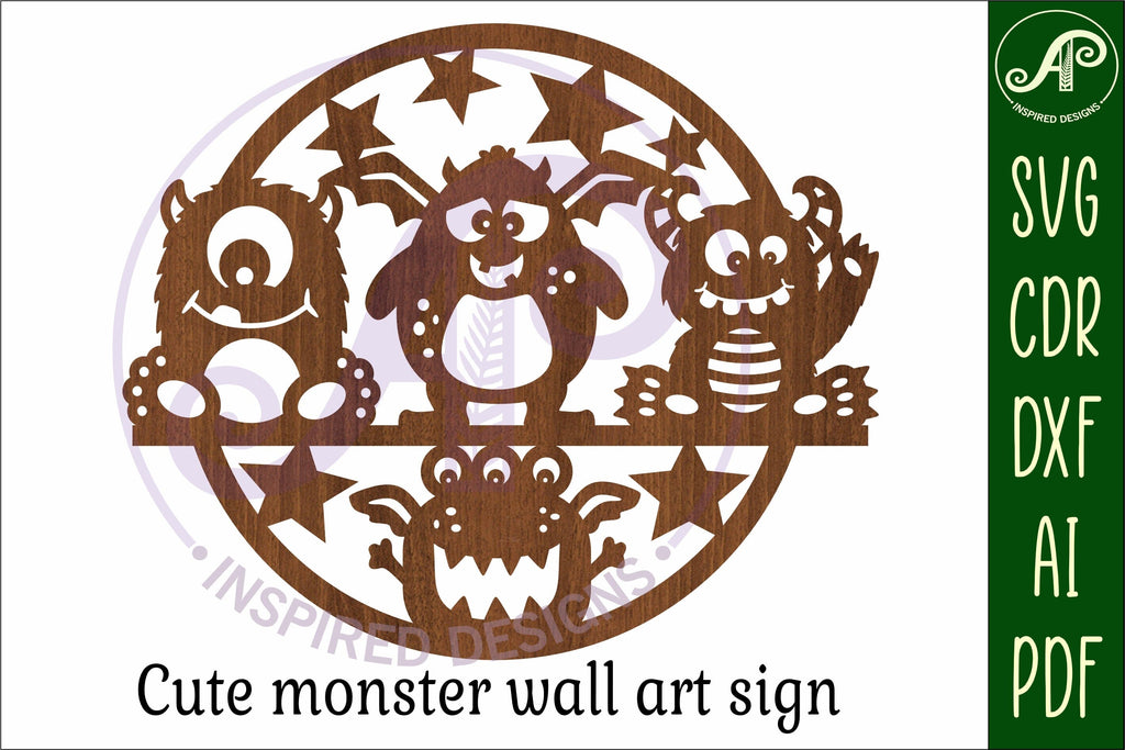 Monsters wall art sign, SVG file. vector file - So Fontsy