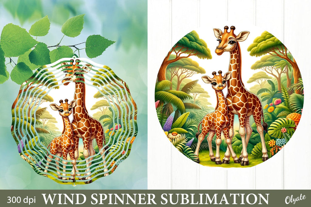 Mother Day Wind Spinner PNG. Mom and Baby Giraffe PNG - So Fontsy