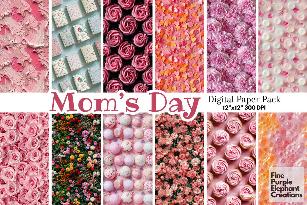 Mother's Day Texture Digital Paper | Mom Love - So Fontsy