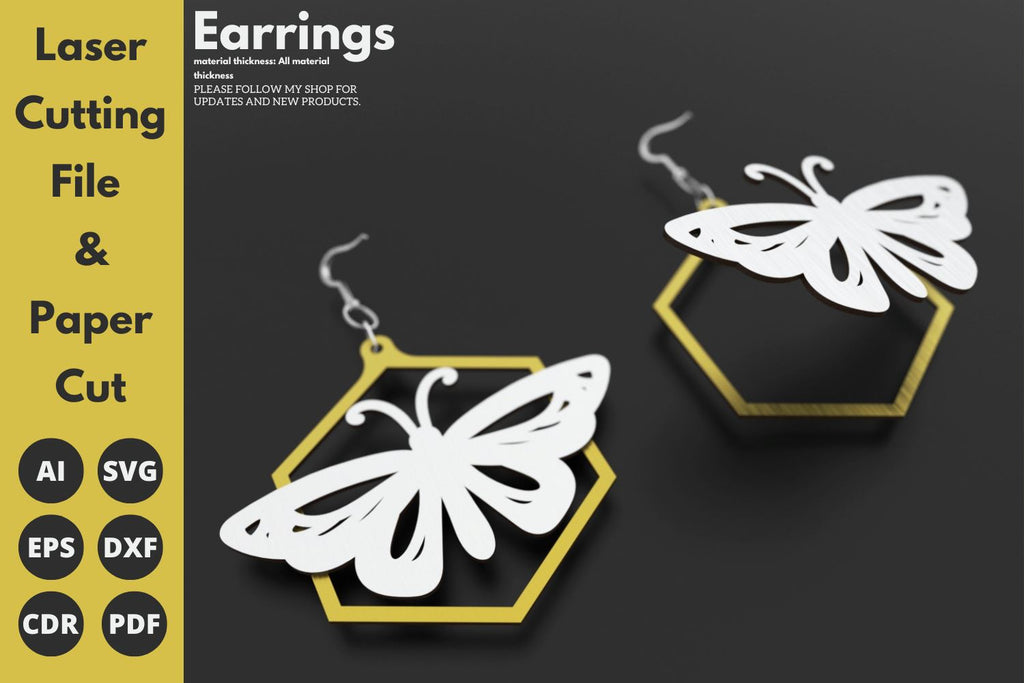 Multilayered Butterfly Earrings | paper cut | svg laser cut Glowforge - So Fontsy